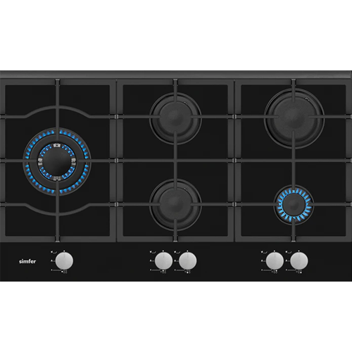Simfer 90cm Gas Hob Black Glass SIMH9G — Callaghans Electrical NI